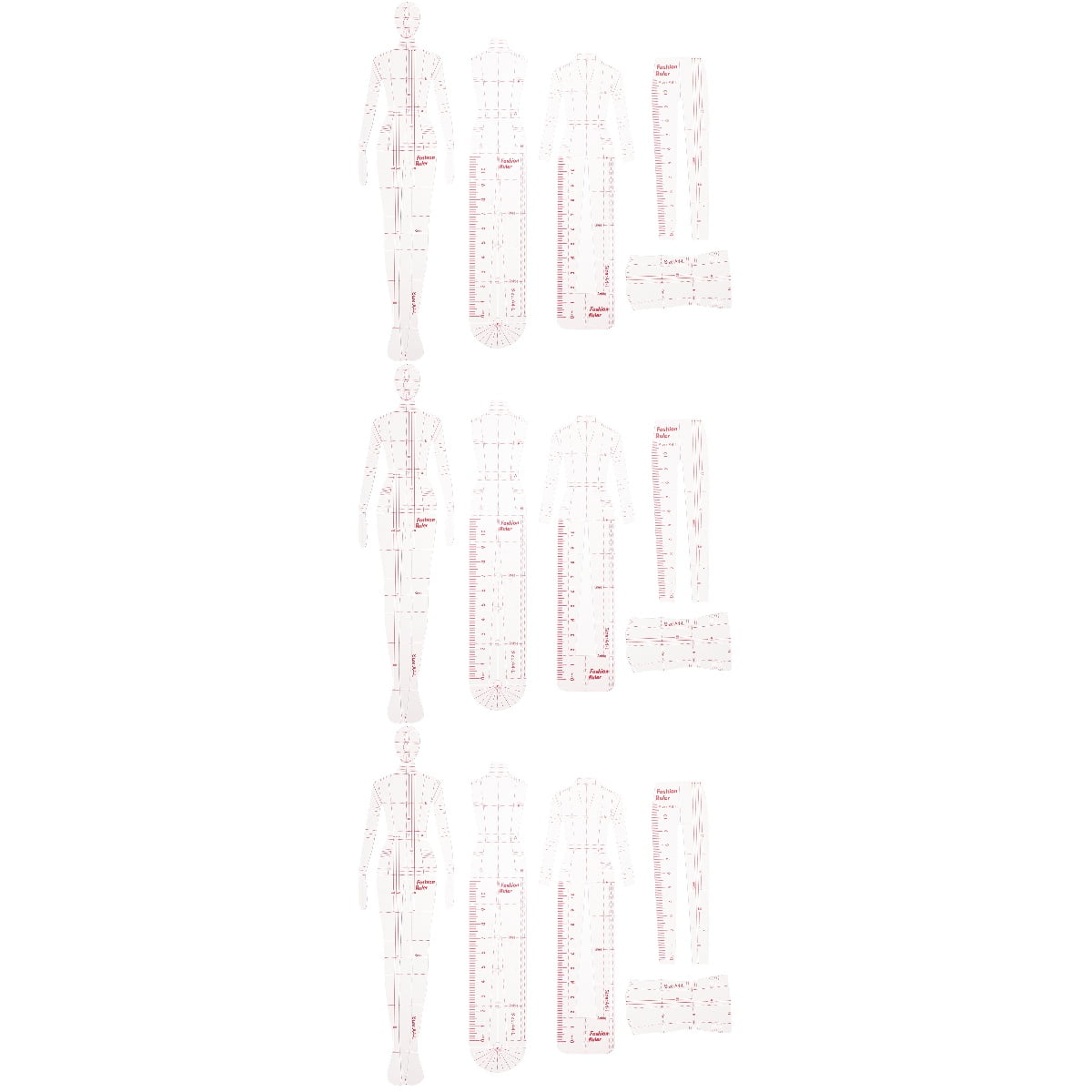 3 Sets Female Drawing Template Ruler Sewing Humanoid Design French ...