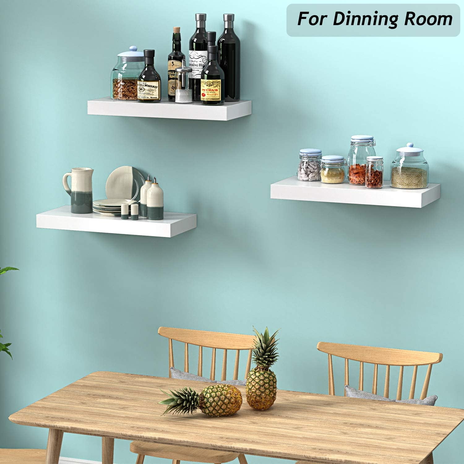 3 Sets Floating Shelves Invisible Wall Mounted Modern Faux Wood Storage ...