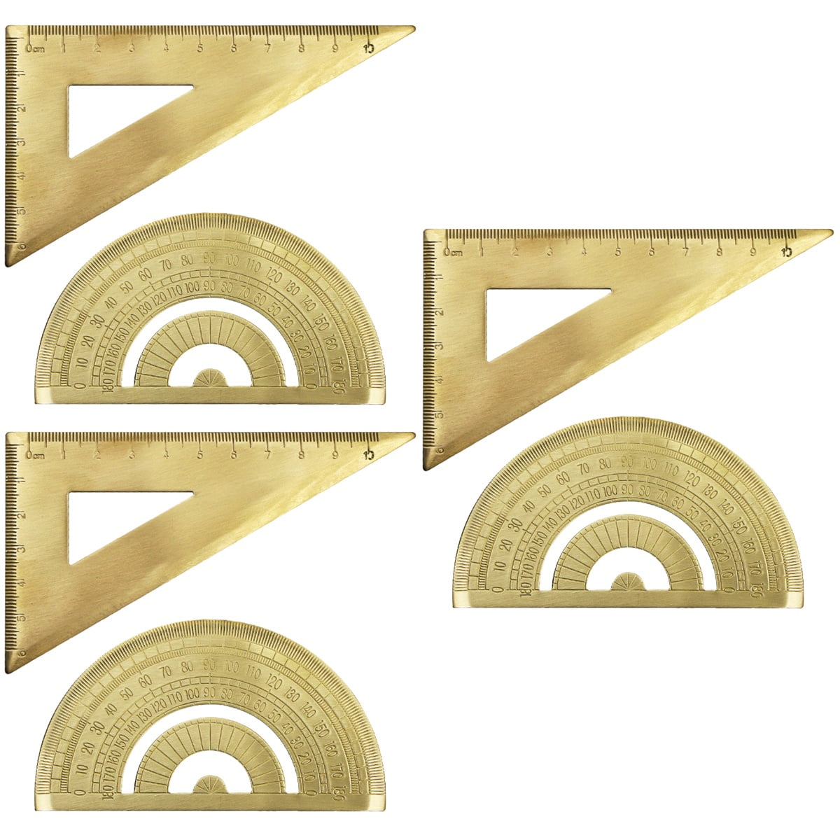 3 Sets Geometry Triangle Ruler Protractor Scale Grid Golden - Walmart.com