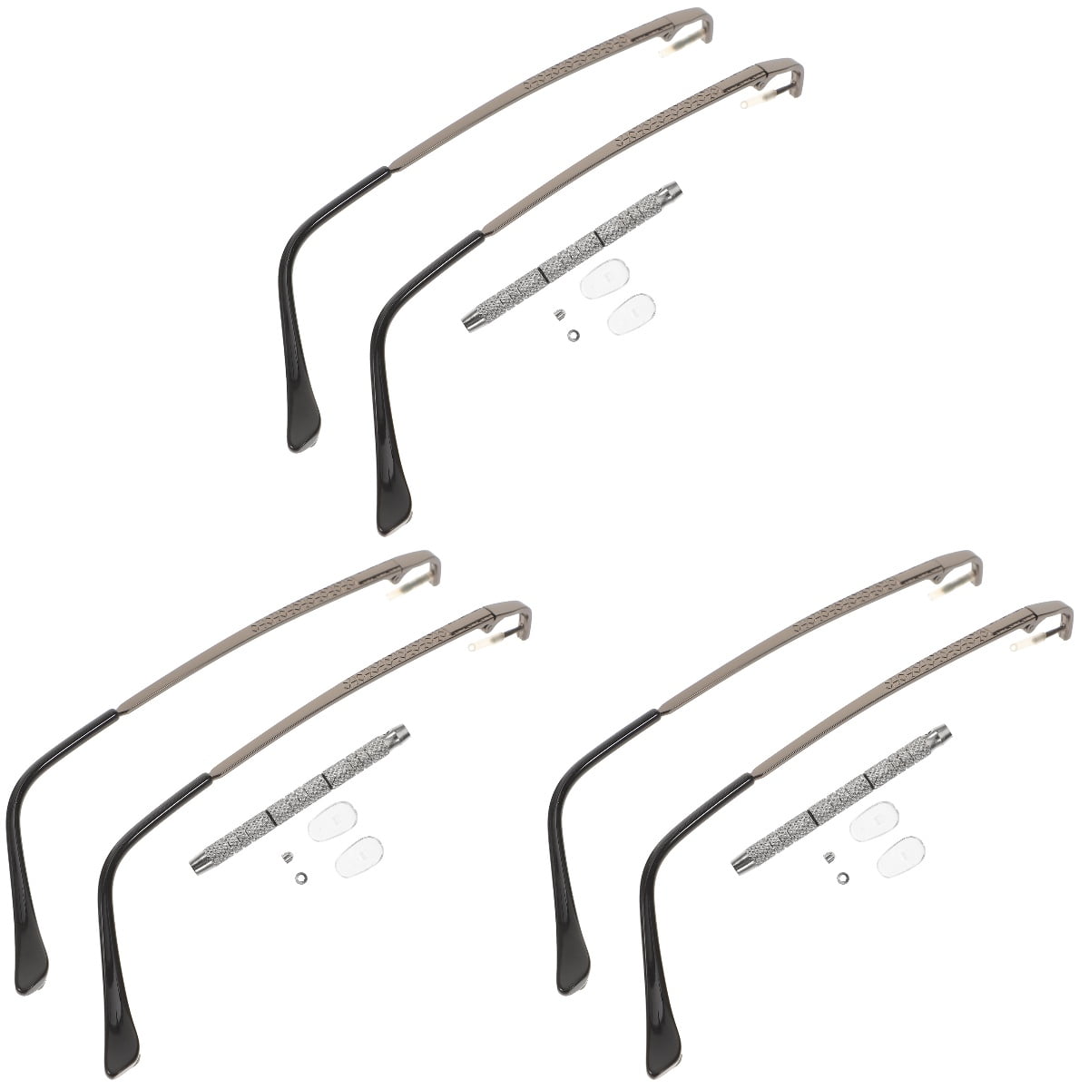 3 Sets Glasses Arm Replacement Glasses Repair Kit Including Glasses Arm Nose Pad Screwdriver
