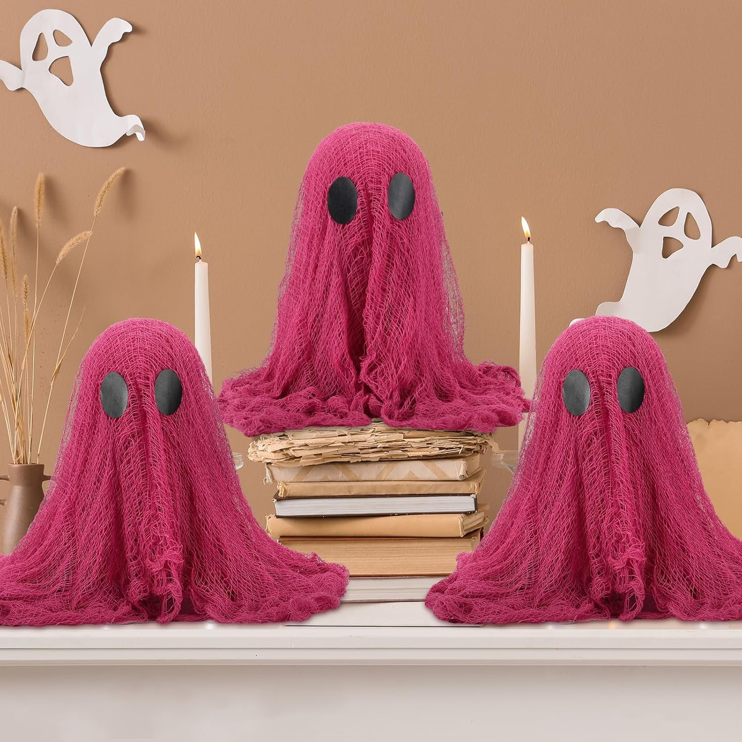 3 Sets Halloween Ghost Table Decor Pink Cheesecloth Centerpieces Set ...