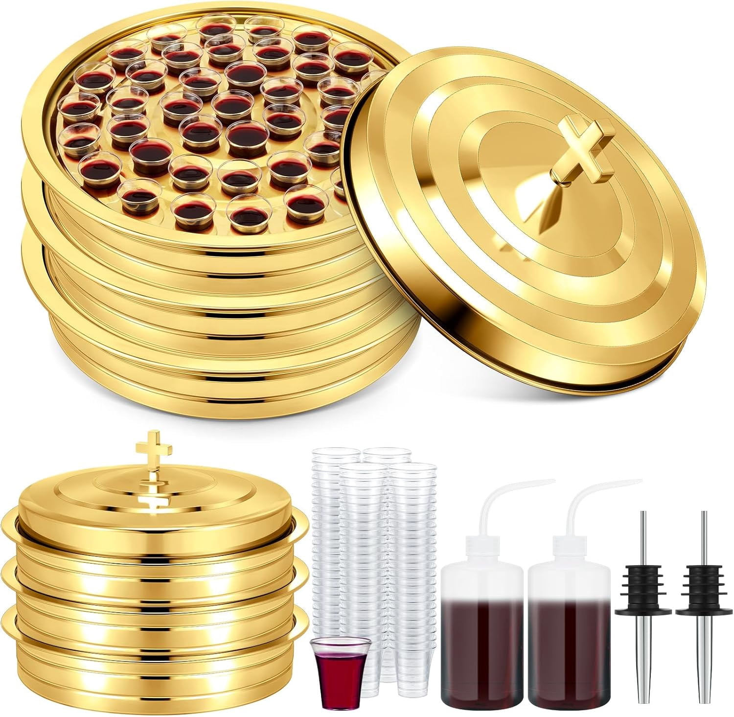 3 Sets Holy Communion Trays for Churches with Lid, Churches Cup Fillers ...