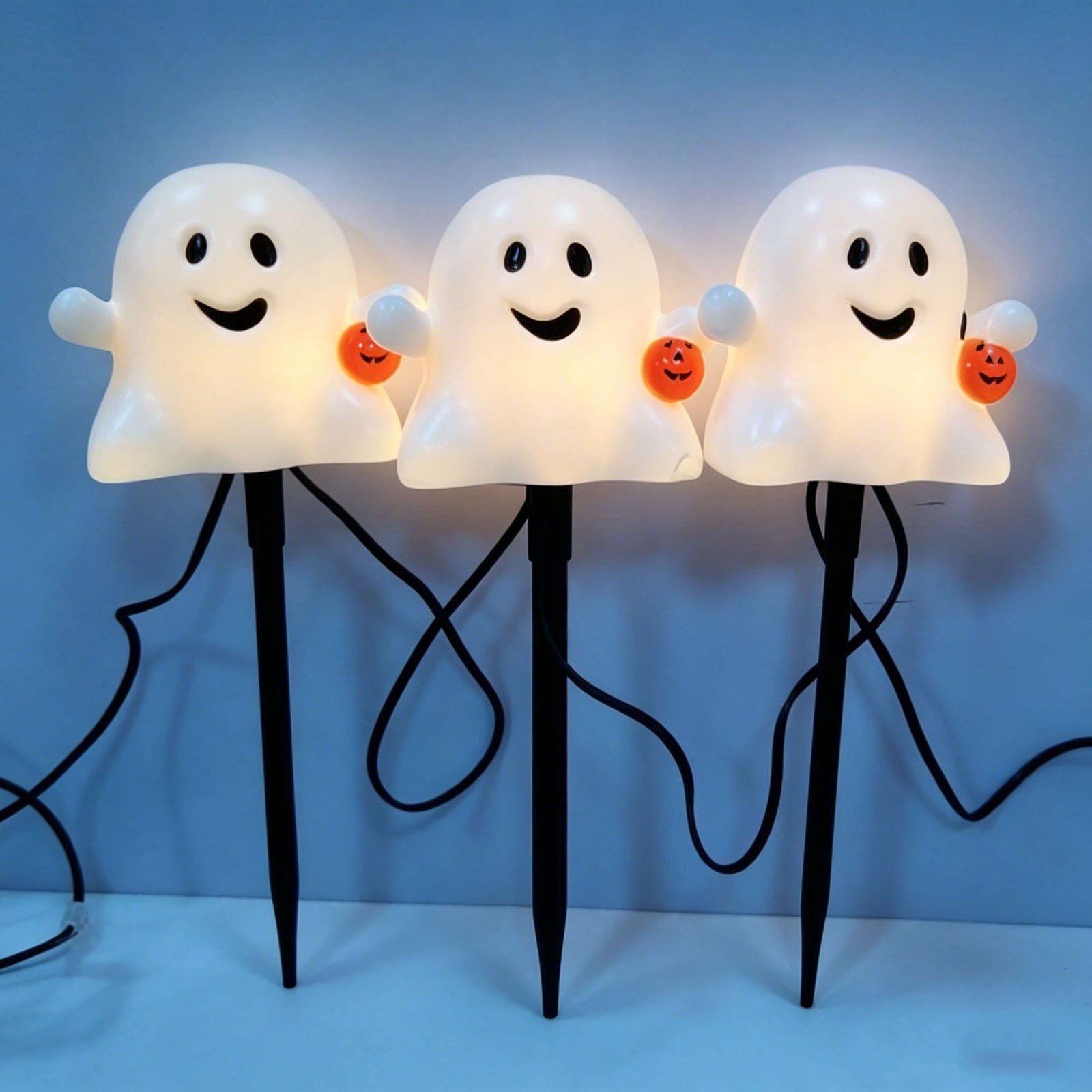 3 Sets Integrated Halloween Cute Ghost Lights, Glowing Ground Stake LED ...