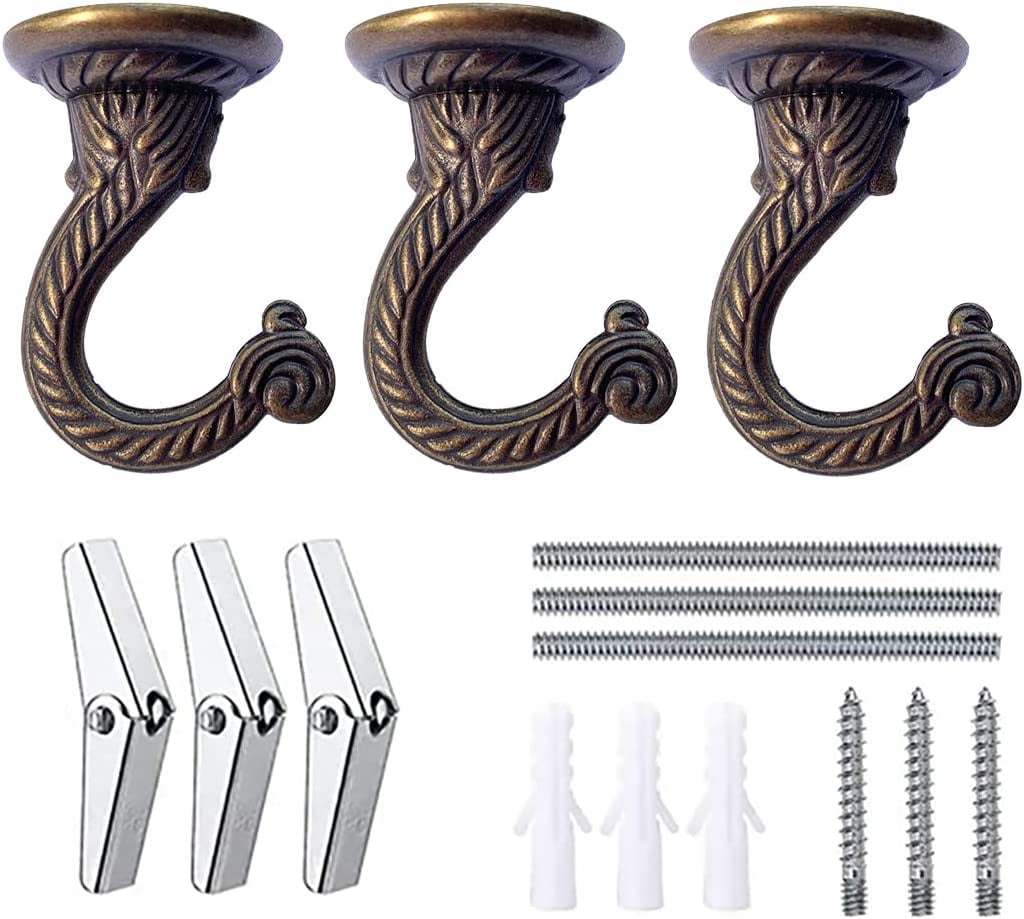 3 Sets Large Swag Ceiling Hooks Heavy Duty Swag Hook with Hardware for ...