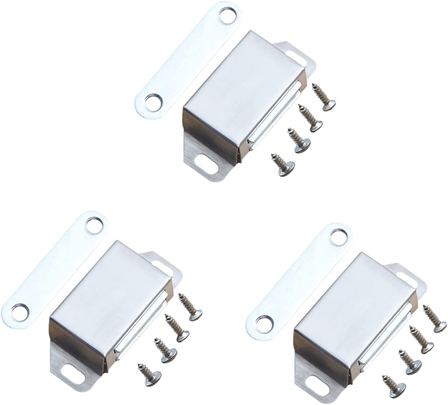 3 Sets Magnetic Door Catch Pull Stainless Steel Small Cabinet Magnetic ...