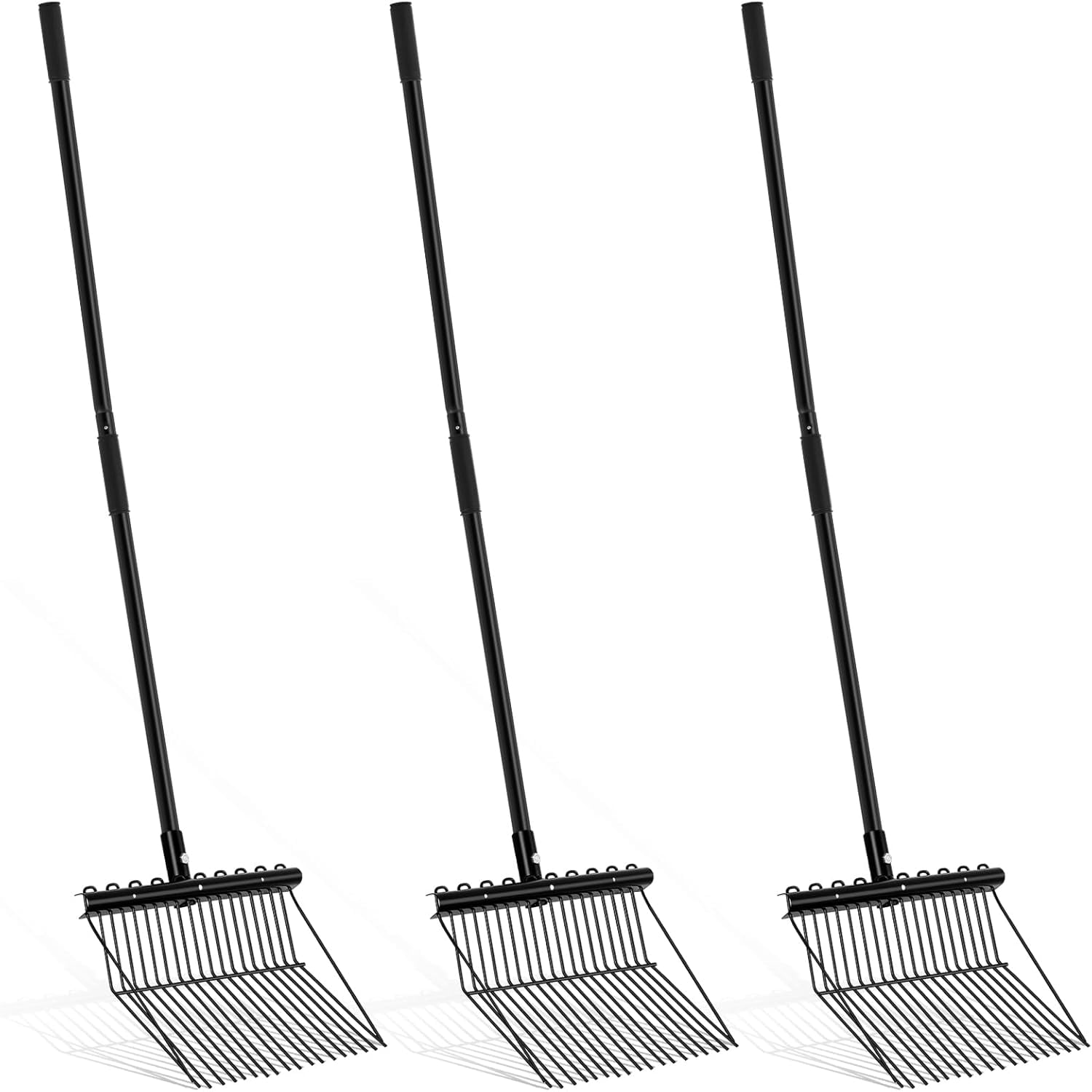 3 Sets Manure Fork with Long Metal Handle Pitch Fork Manure Rake Black Heavy Duty Muck Rake for ...