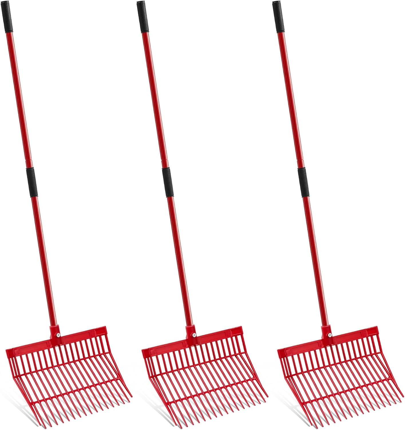 3 Sets Manure Fork with Long Metal Handle Pitch Fork Manure Rake Heavy ...