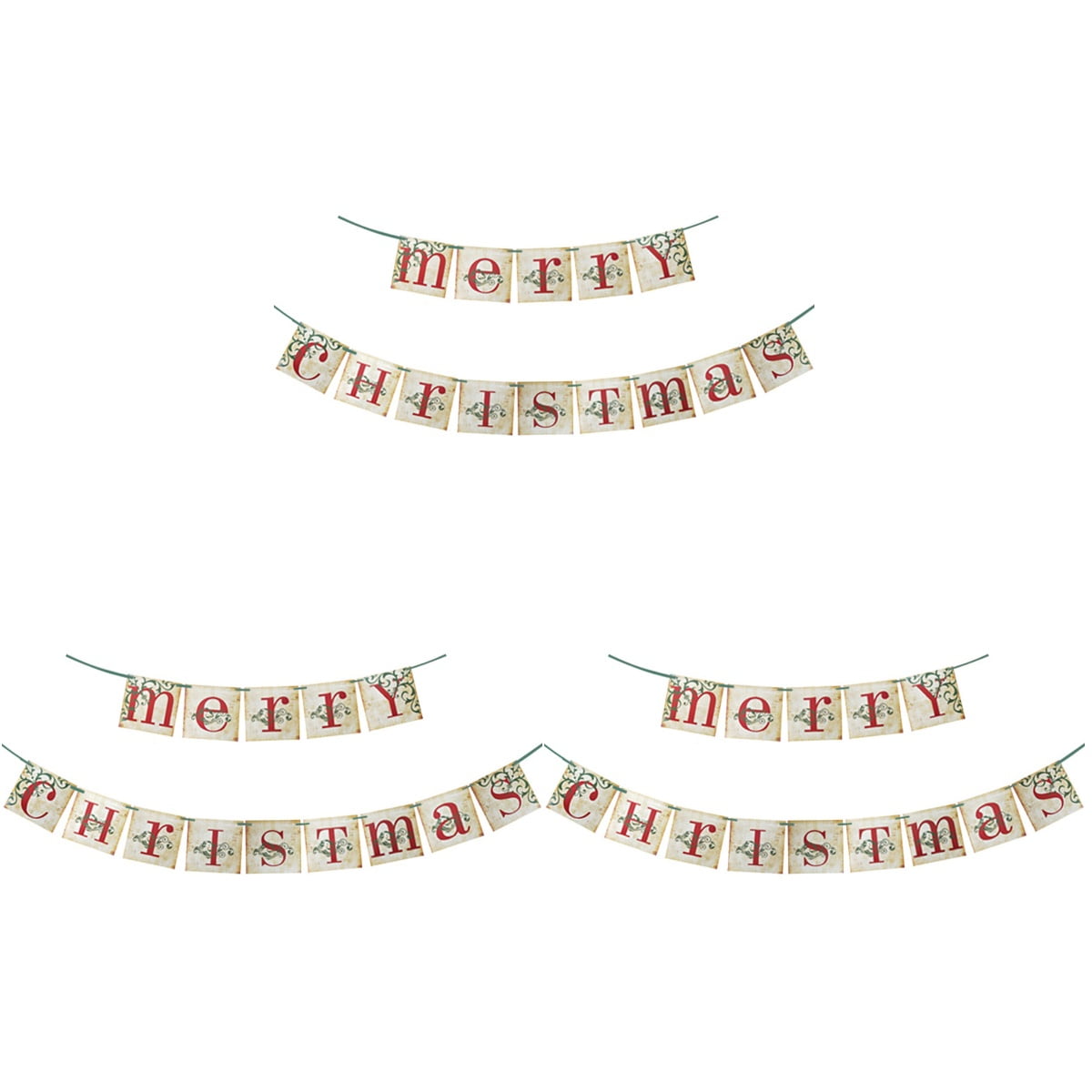 3 Sets Merry Christmas Banners Buntings Party Decoration Props (Skin ...