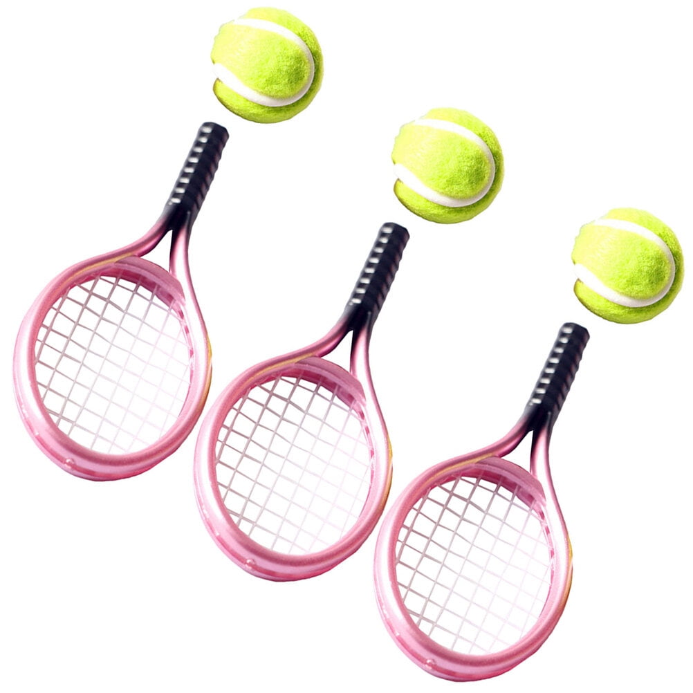 3 Sets Mini House Tennis Set Miniature Tennis Racket Mini Tennis Ball ...