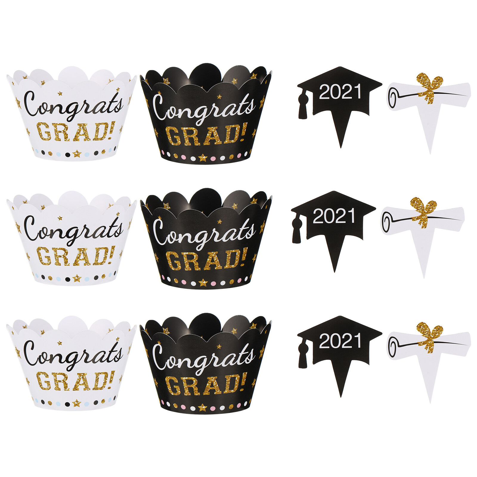 3 Sets Novel Graduation Paper Cake Toppers Decorative Cupcake Picks ...