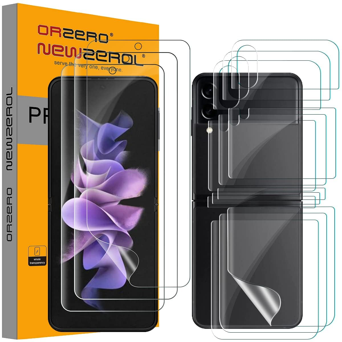 Orzero 3 Sets Screen Protector for Samsung Galaxy Z Flip 3 5G, Full ...