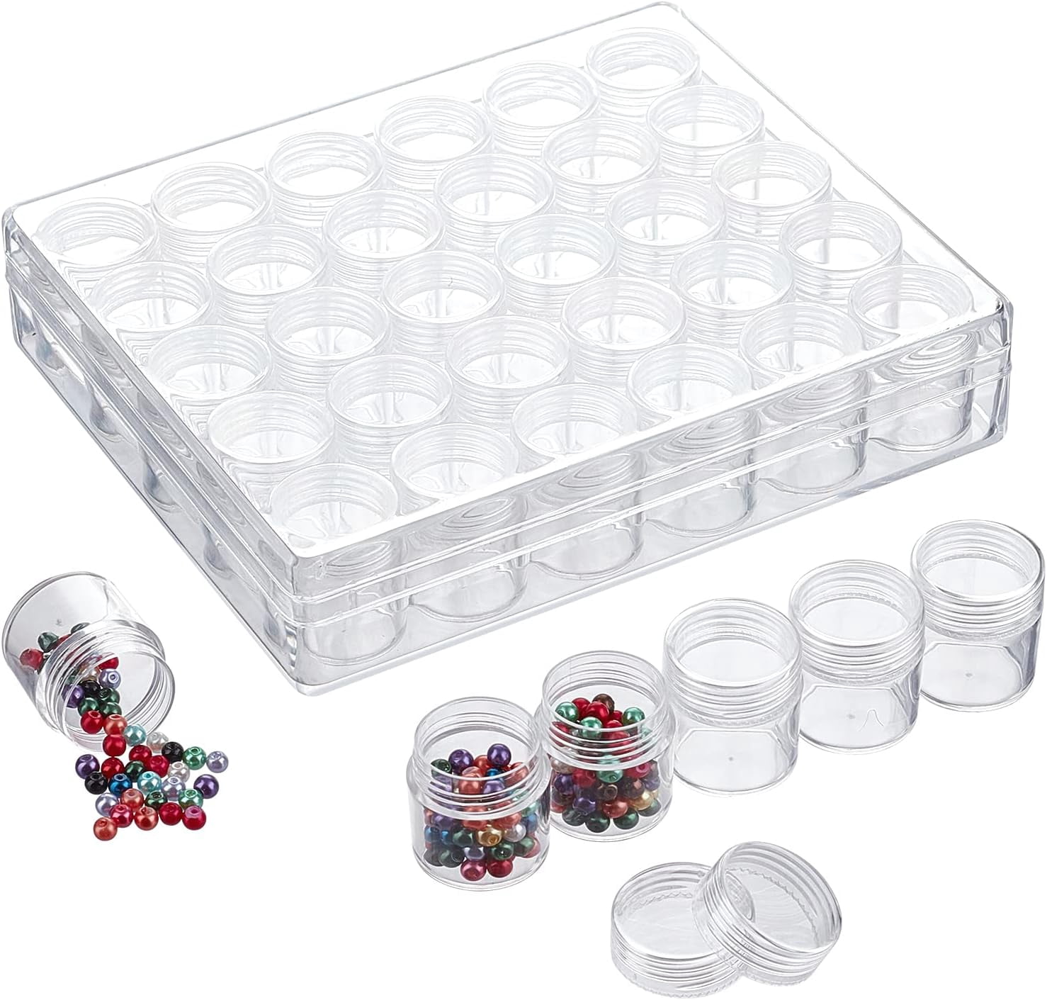 3 Sets of Plastic Transparent Storage Box Clear Beads Storage ...