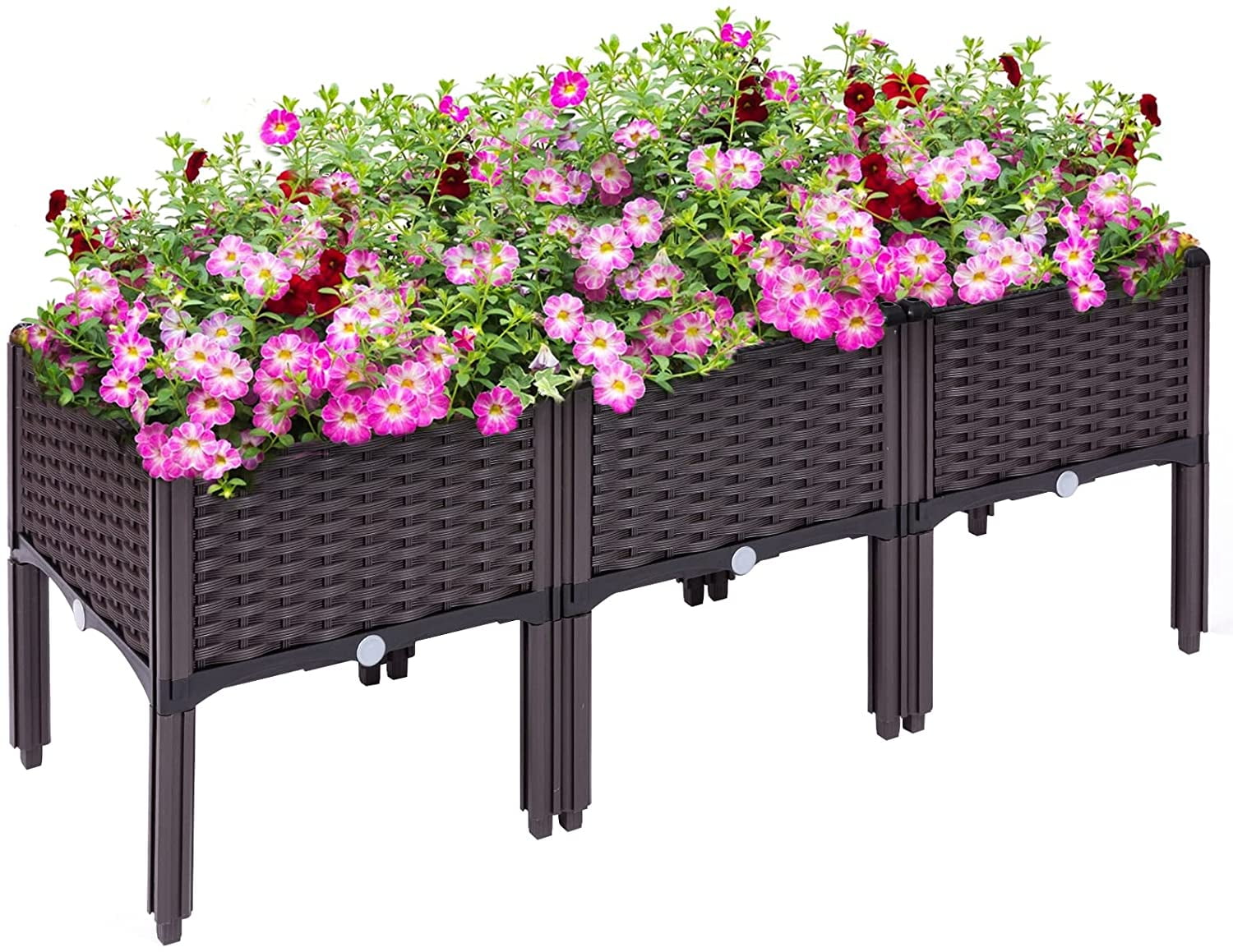 3 Sets Raised Garden Bed Elevated Garden Bed with Legs Patio Plant ...