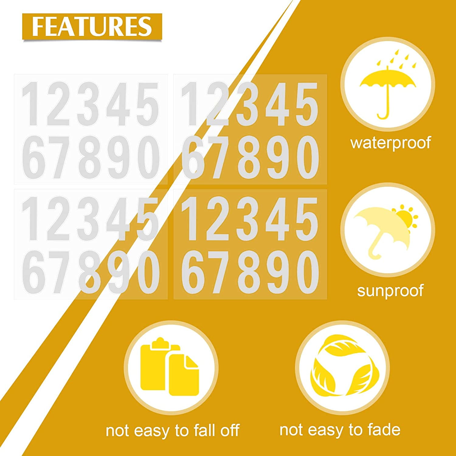 3 Sets Reflective Mailbox Numbers for Outside, 4 inch 0-9 Self Adhesive ...