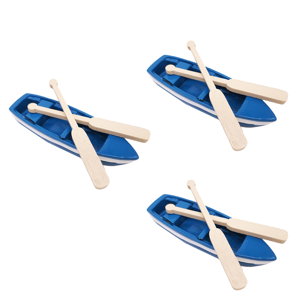 3 Sets Miniature Rowboat with Paddles Model Mediterranean Rowboat ...