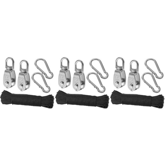 3 Sets Rope Pulley System Pulley Wheel Wire Rope Cable Towing Wheel ...