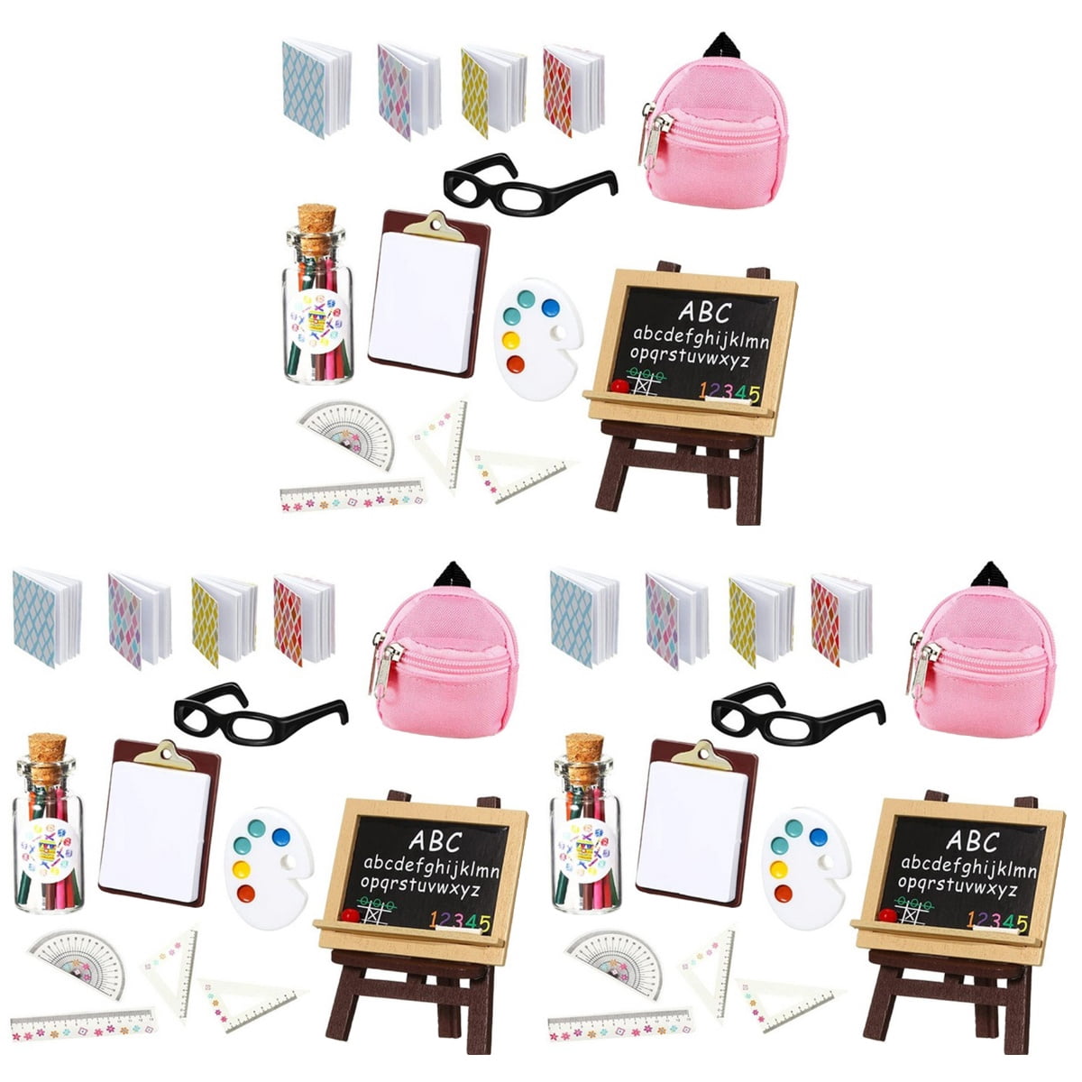 3 Sets Simulation Learning Toys Accessories Kit School Bag Mini ...