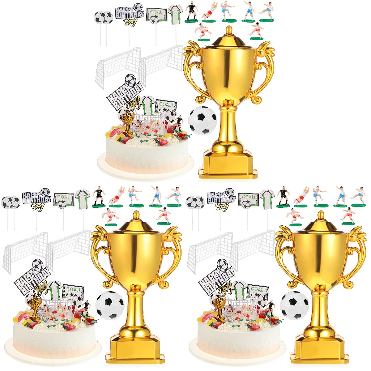 3 Sets Soccer Cake Decorations Cake Topper Soccer Ball Soccer Party ...