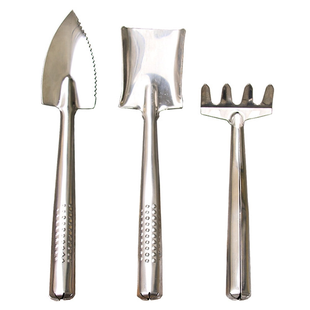 3 Sets Stainless Steel Shovel Rake Indoor Garden Tools Small Planter ...