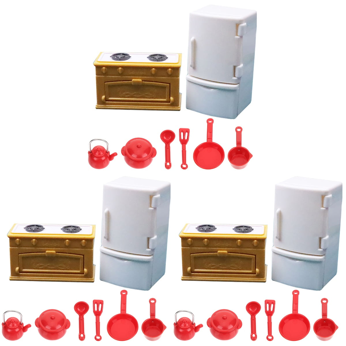 Eease 3 Sets Mini Kitchenware Models Miniature Refrigerator Mini House ...
