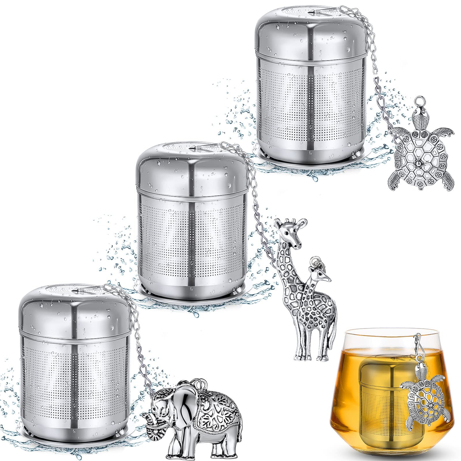 3 Sets Tea Infusers Steeper for Loose Leaf Tea Holder Stainless Steel ...