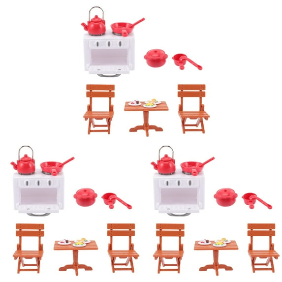 3 Sets Tiny House Picnic Set Mini Cookware and Furniture Model ...