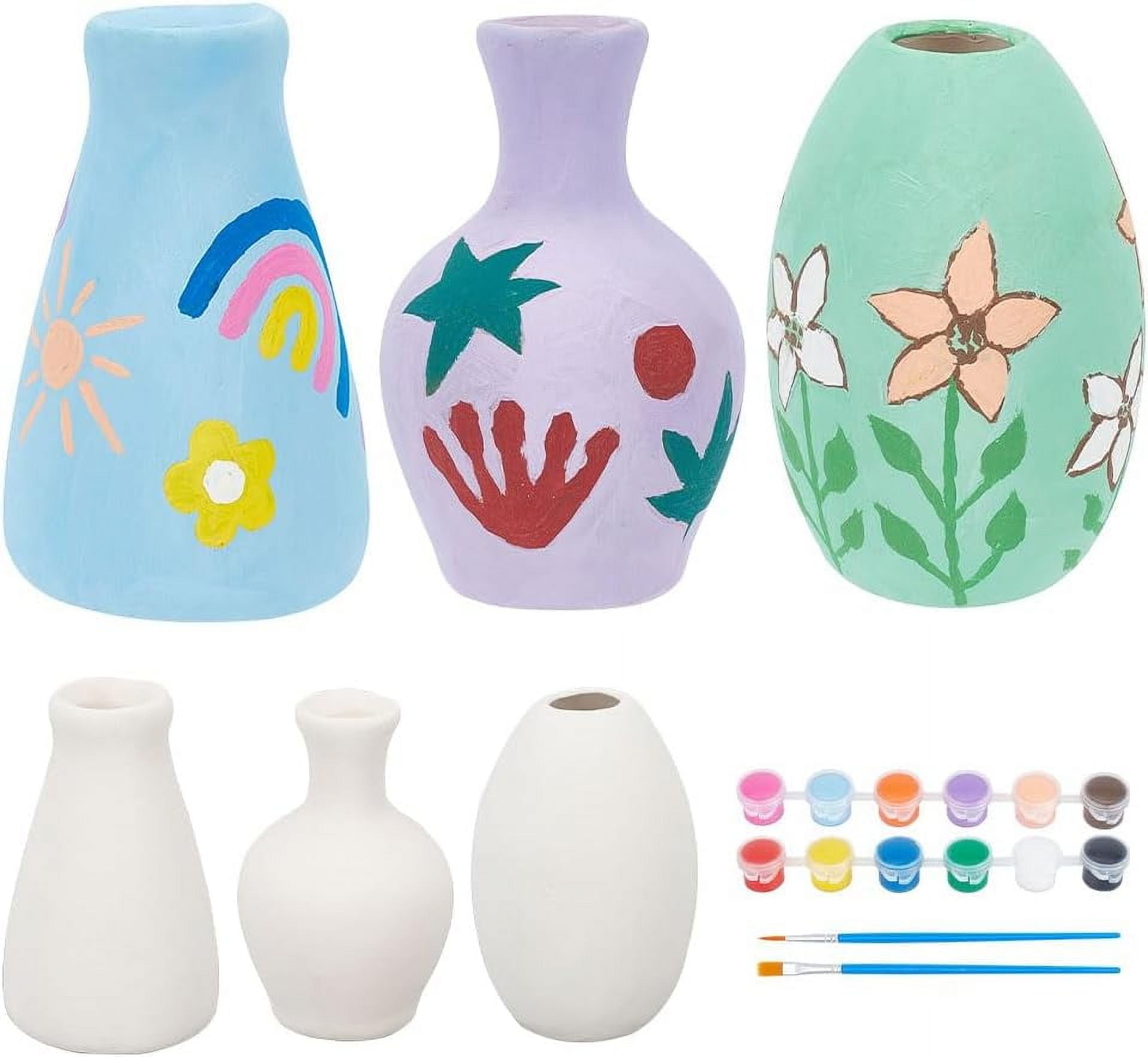 3 Sets Vase Pottery Painting Kit Paint Your Own Ceramic Vase Set Ready ...