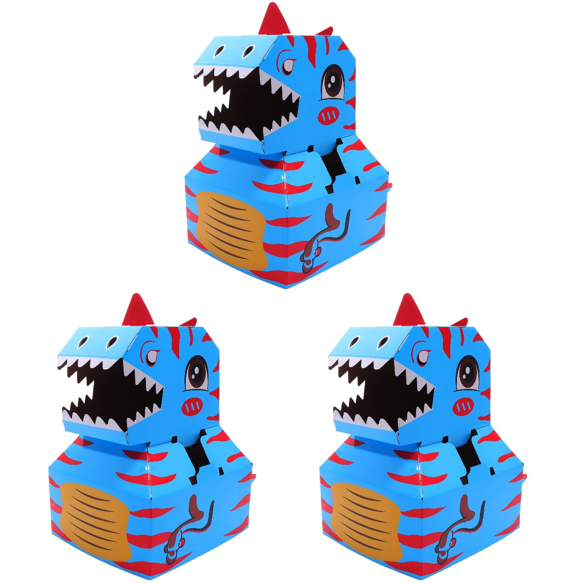 3 Sets Wearable DIY Toy for Kids Paper Carton Dinosaurs Child Blue ...