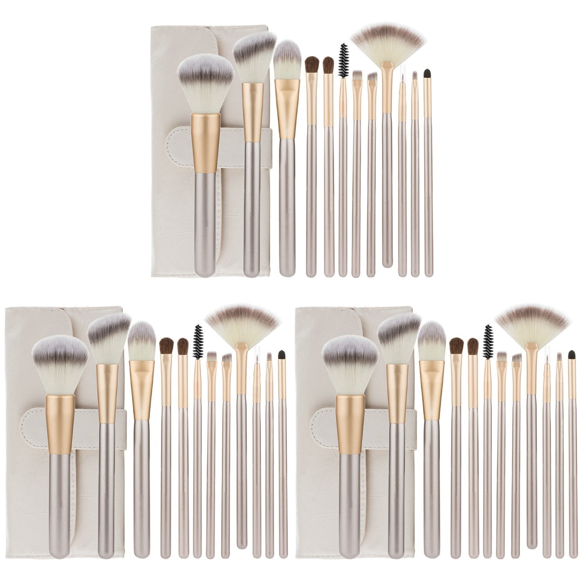 3 Sets Wood Handle Brush Portable Beauty Nylon Brush Makeup Kit (Rice ...