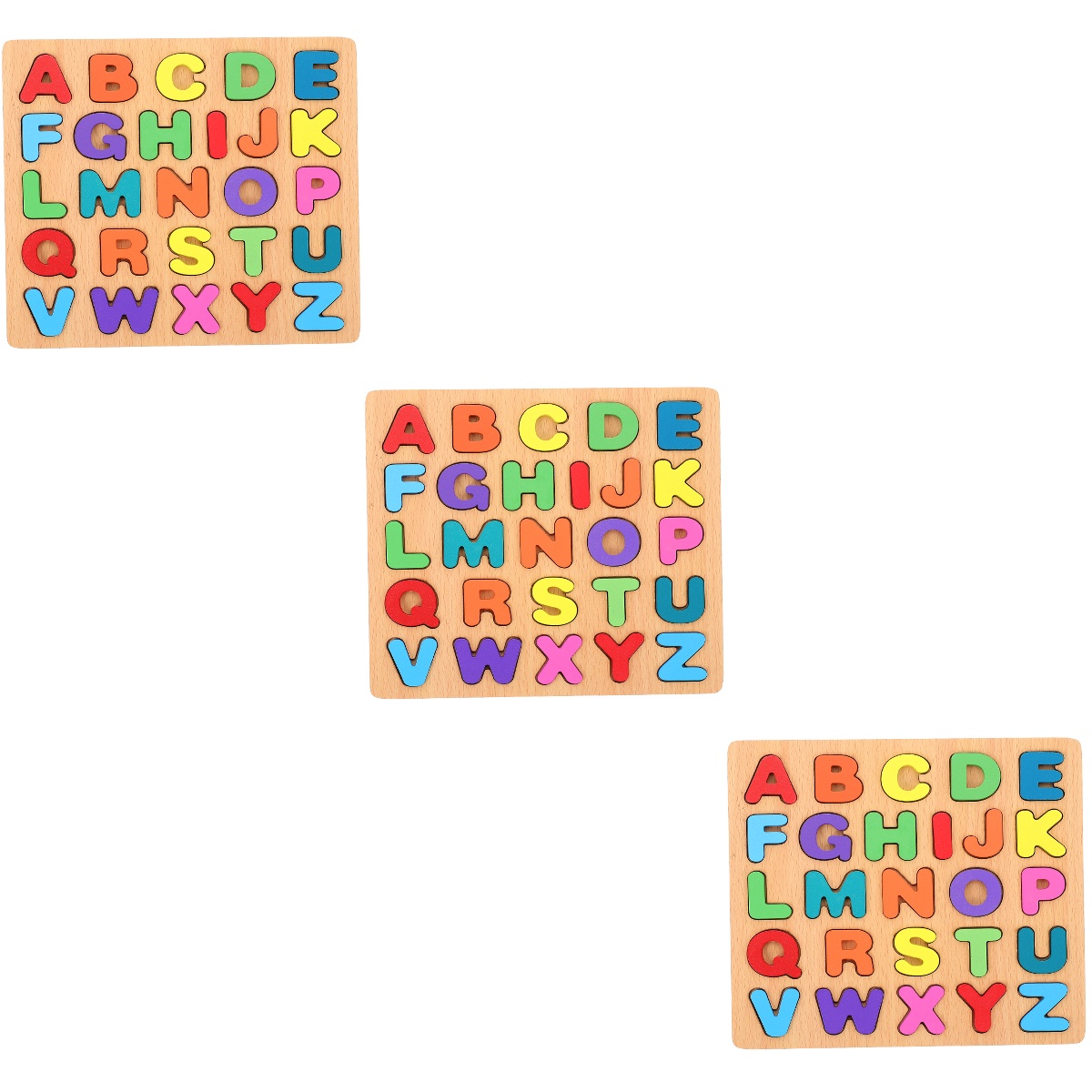 3 Sets Wooden Alphabet Puzzle ABC Letters Sorting Board Blocks Matching ...