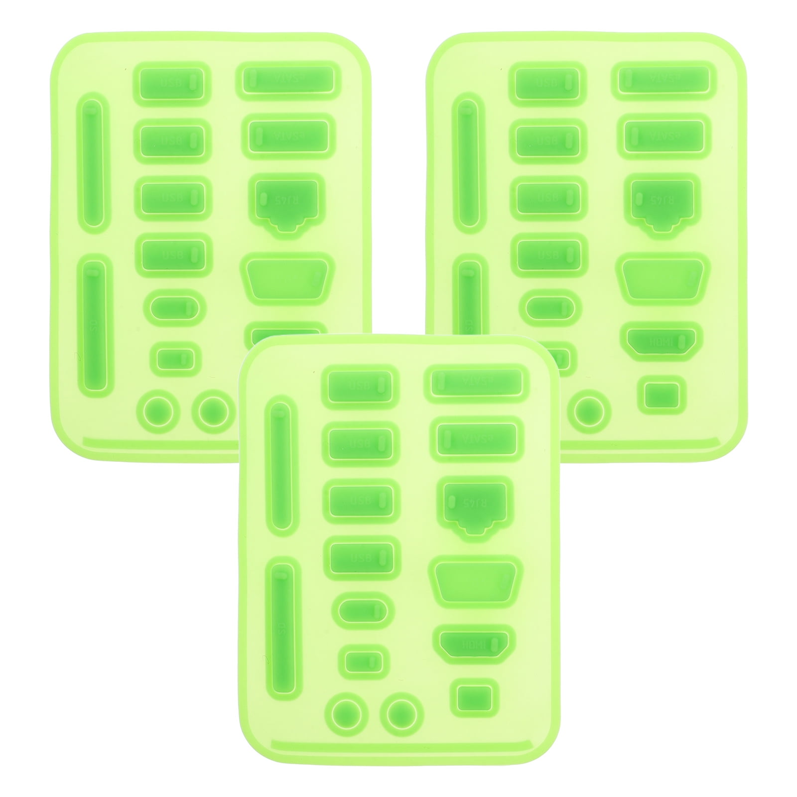 3 Sets of 16Pcs Green Silicone Dust Plugs for Computer Ports USB HDMI ...