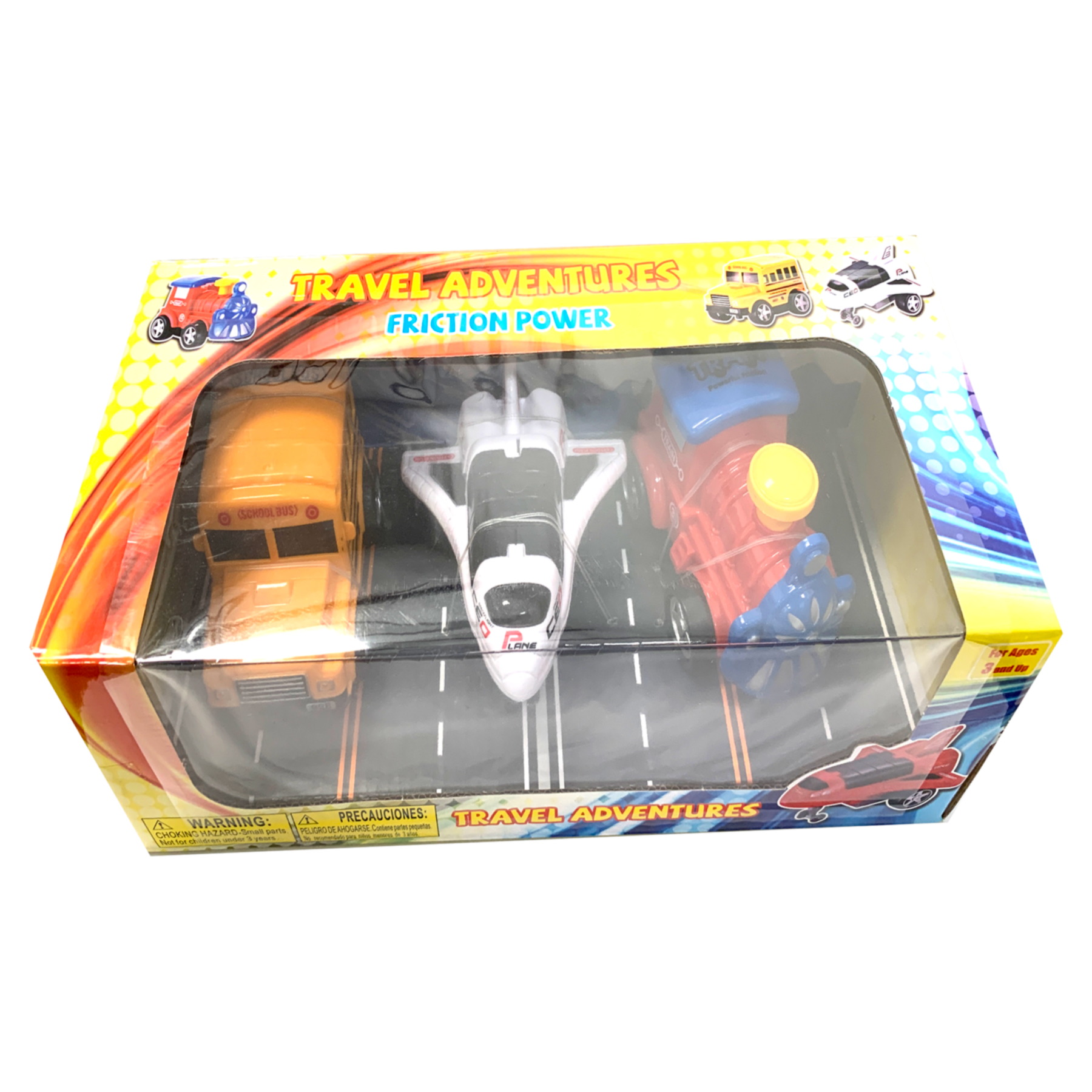 3 Sets of 5.5 Inches Friction Bus, Space Vehicle & Train Play Set ...