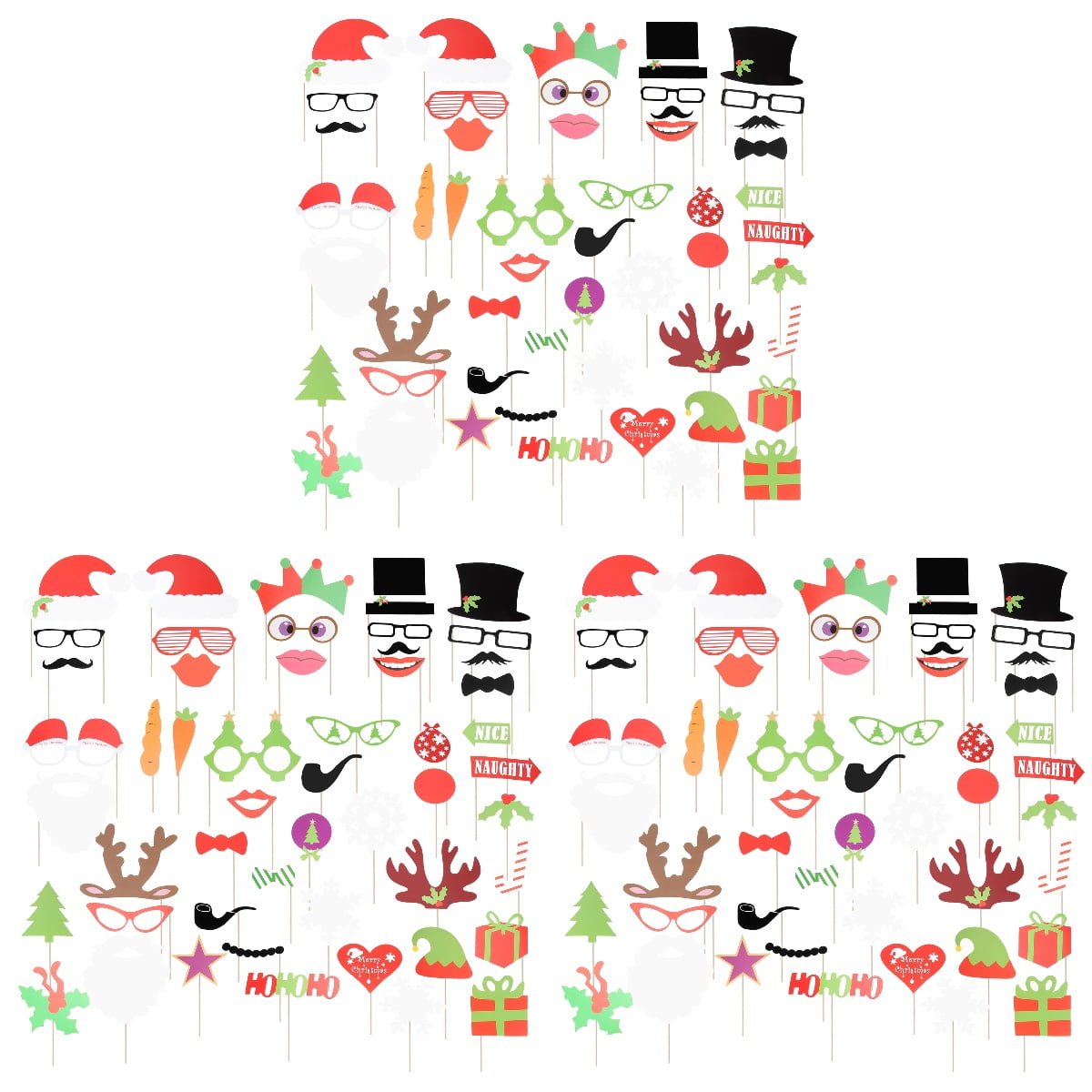 3 Sets of 50Pcs Christmas Photo Booth Props DIY Photography Decor ...