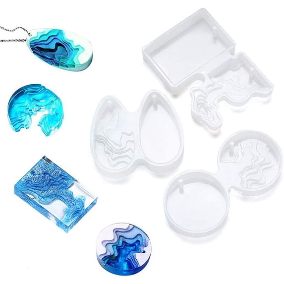 3 Sets of Island Resin Mold Epoxy Silica Gel Jewelry DIY Marine Style ...