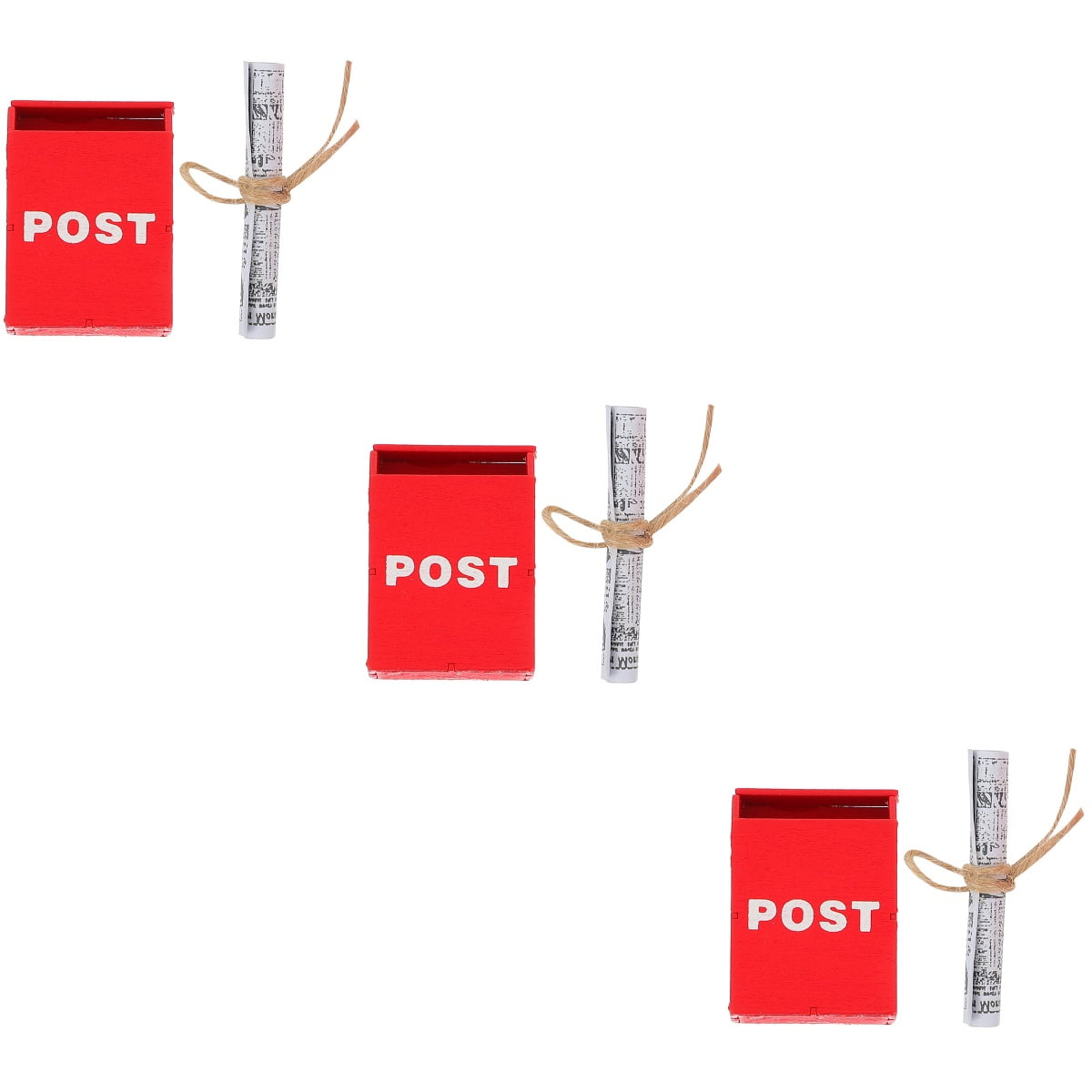 3 Sets of Mini Mailbox Figurine Mini House Furniture Newspaper Model ...