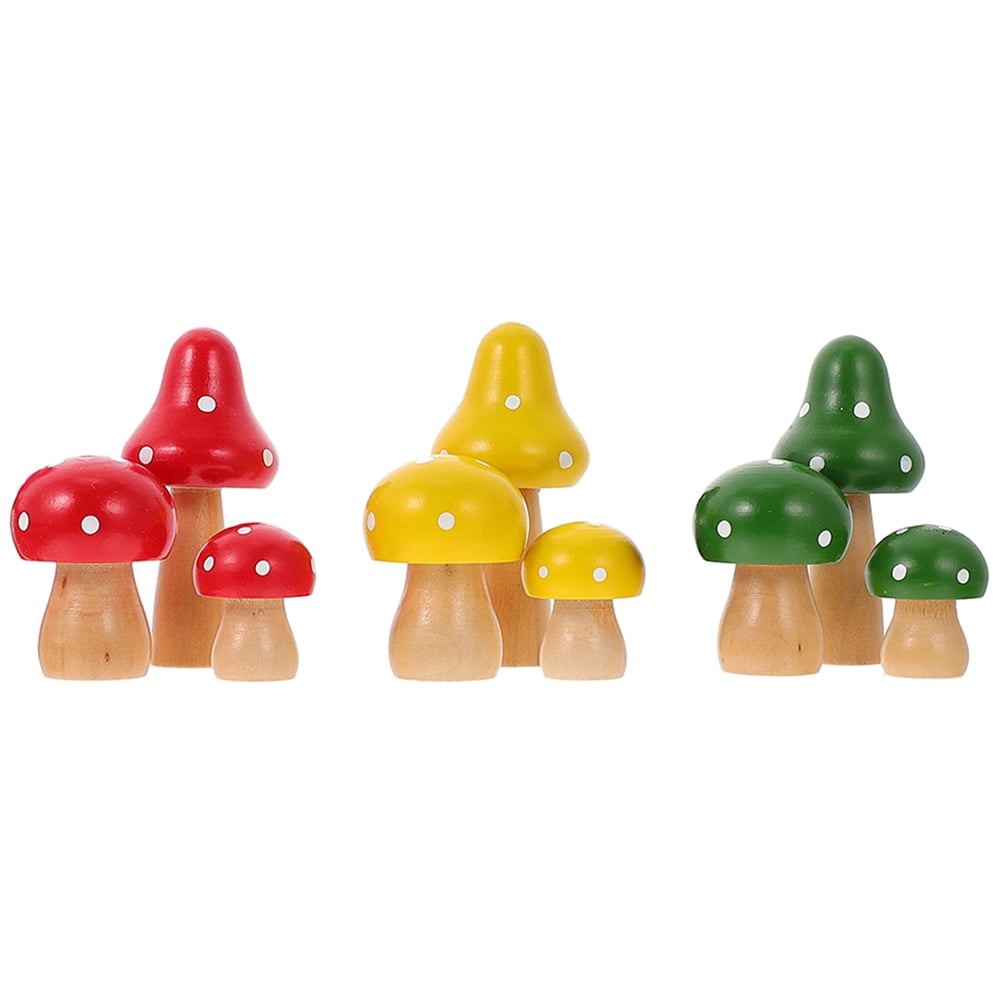 Recardis 3 Sets of Small Mushroom Figurines Decorative Mushroom ...