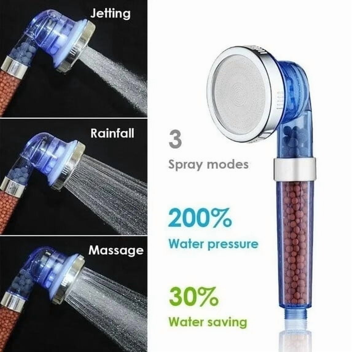 3-Setting Handheld Shower Head with Filter - High Pressure Handheld ...