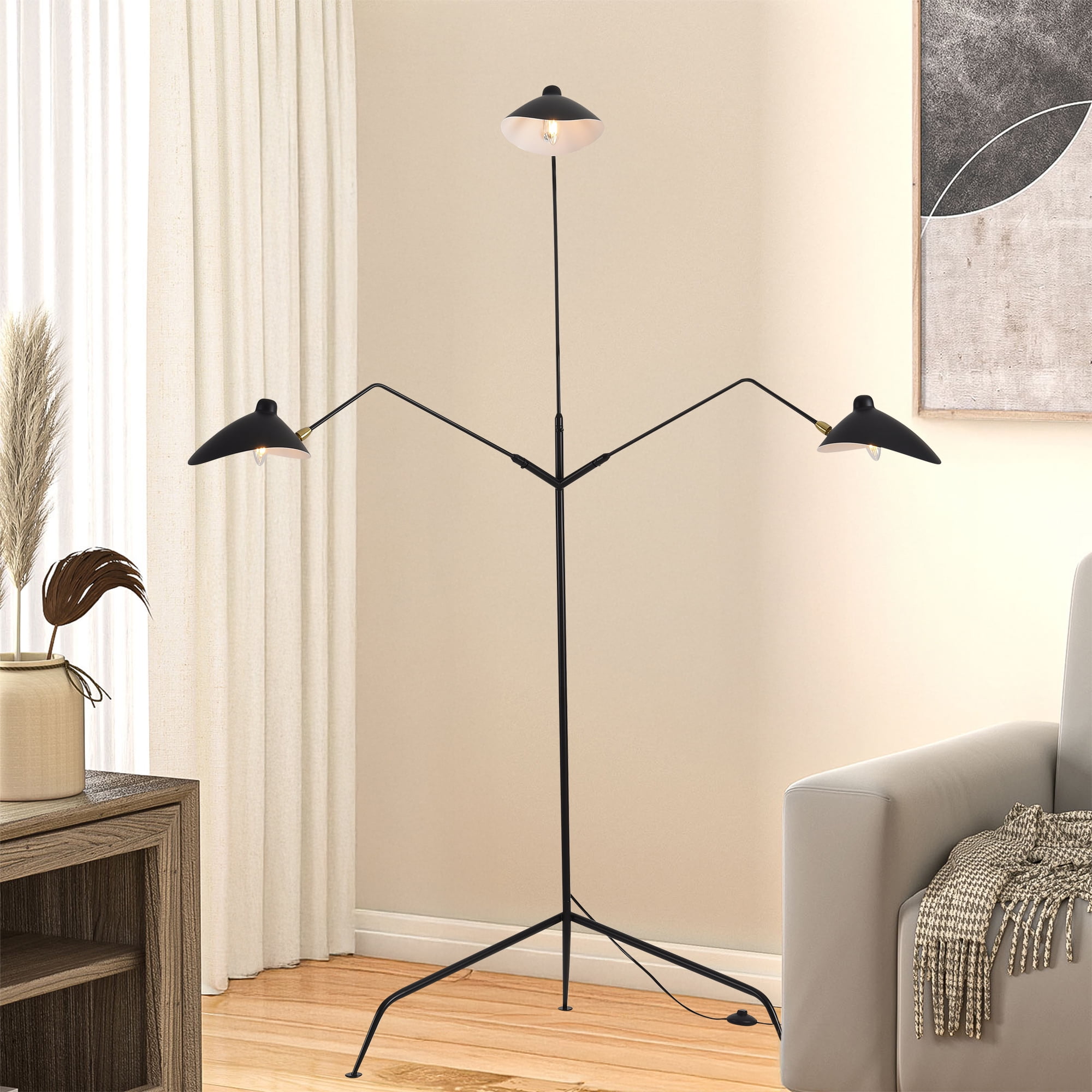 3-Shade Adjustable Floor Lamp, Modern Reading Lamp with Dimmable Tri ...