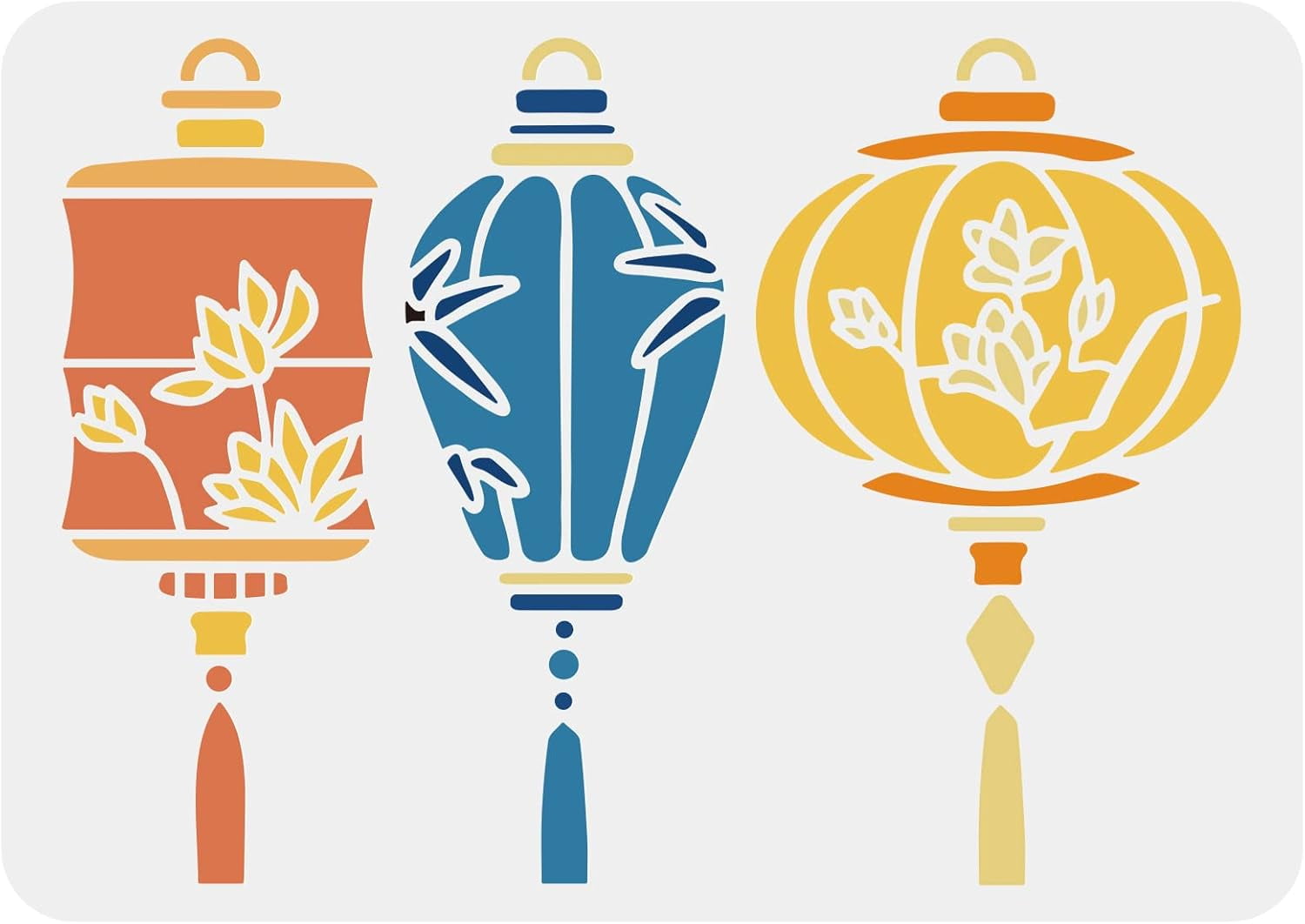 3 Shapes Chinese Lantern Stencil 11.7x8.3 inch Oriental Lantern Stencil ...
