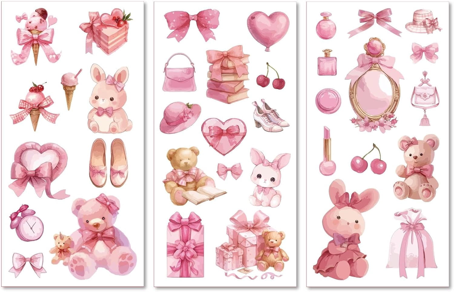 3 Sheet Cute Rub On Transfer Pink Scrapbooking Transfers Forniture ...