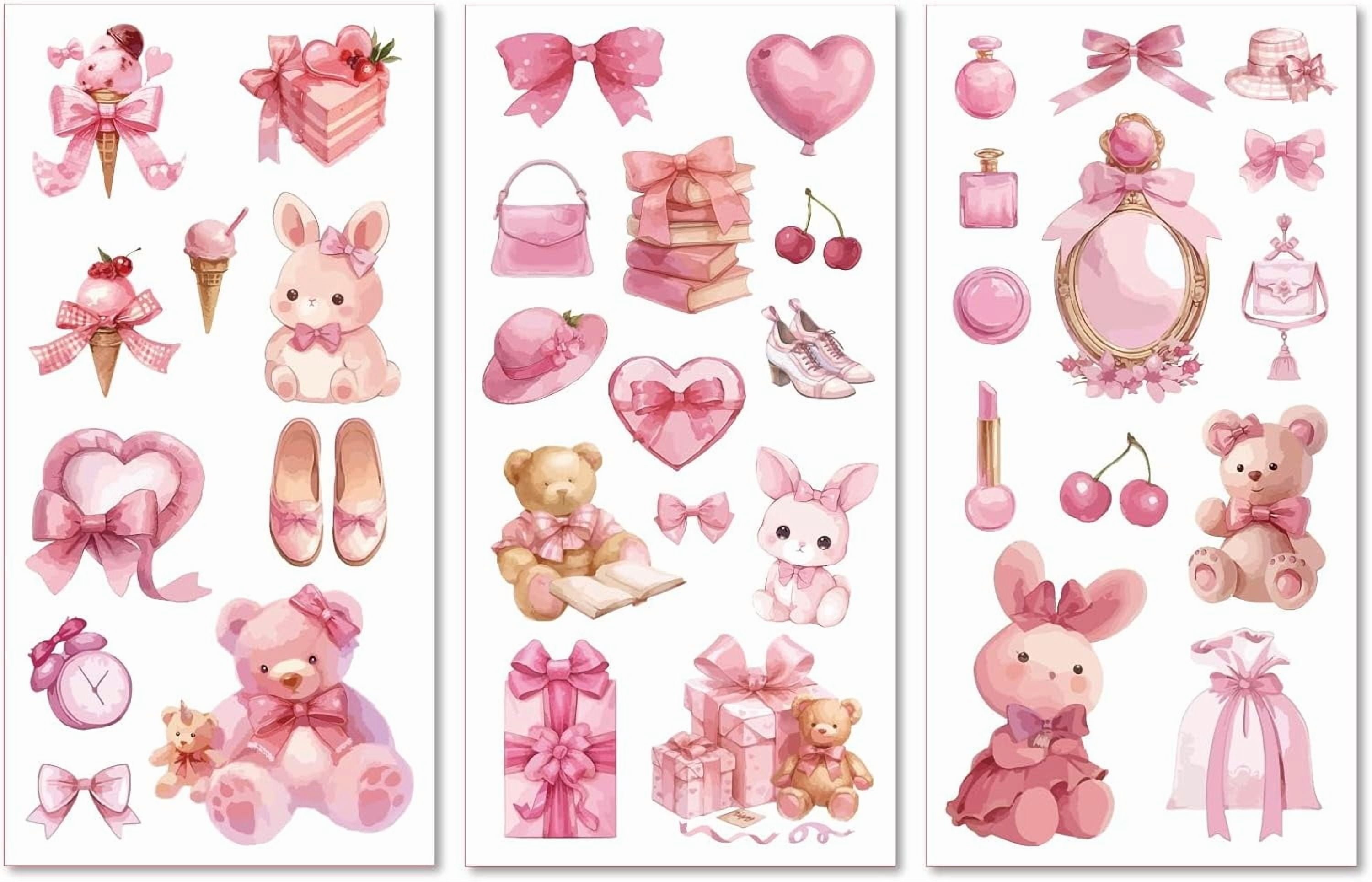 3 Sheet Cute Rub On Transfer Pink Scrapbooking Transfers Forniture ...