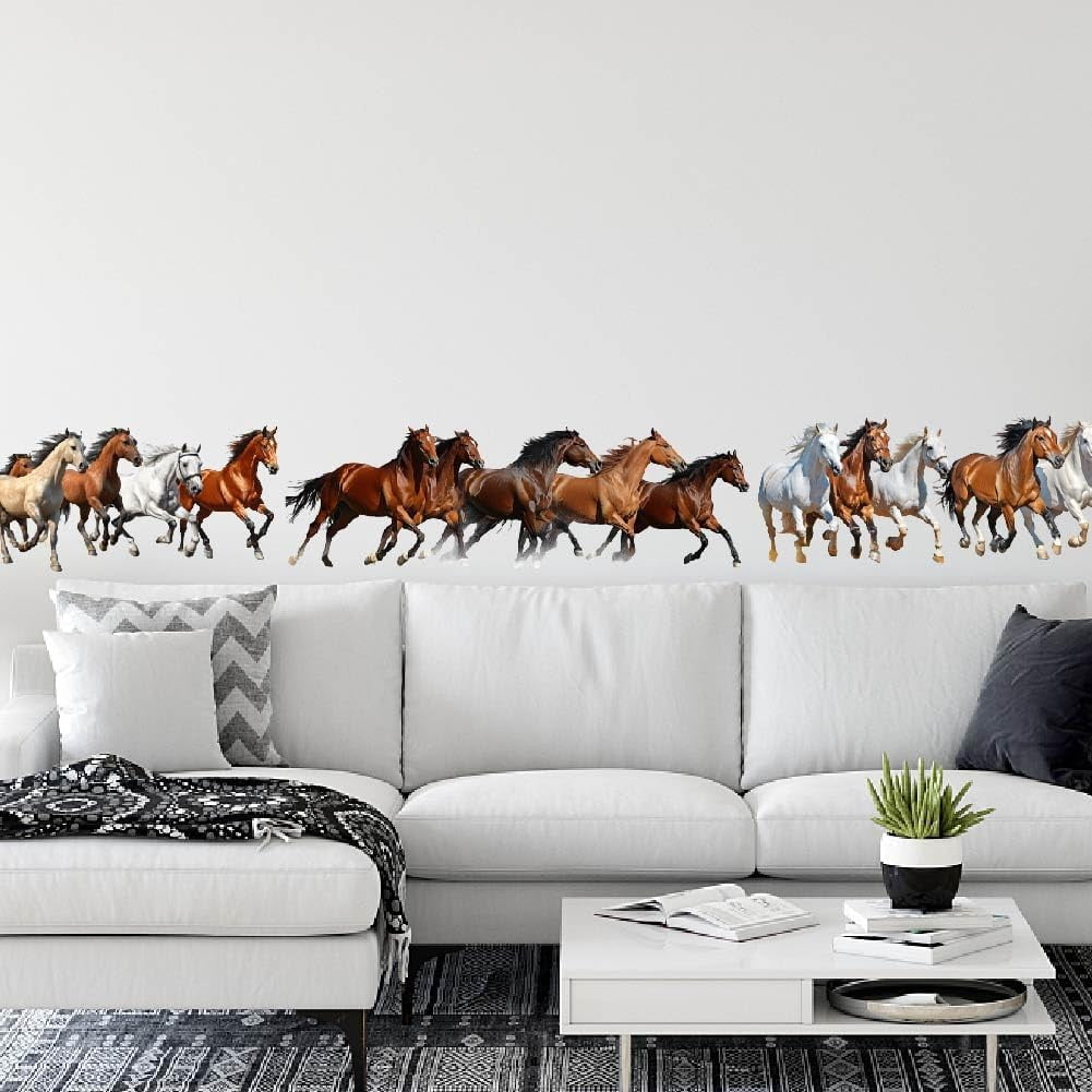 3 Sheet Galloping Horses Wall Stickers Horse Herd Realistic Self ...