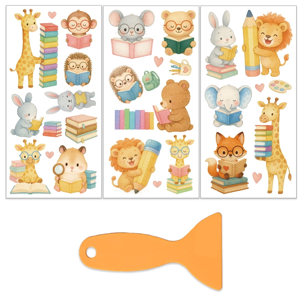 3 Sheet Rub on Transfers 6x12 Inch Cartoon Animals Furniture Transfers ...