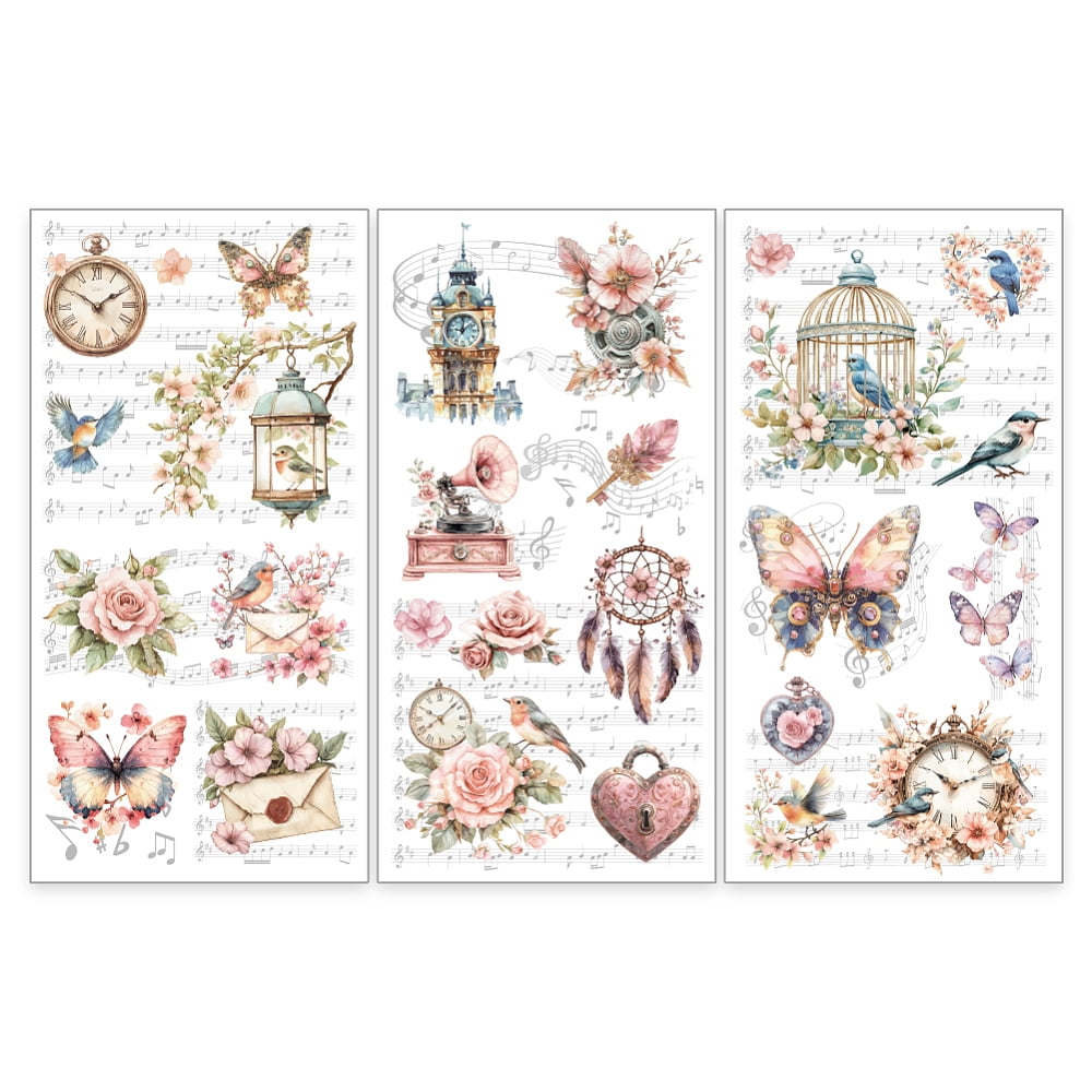 3 Sheets 3 Styles PVC Waterproof Decorative Stickers Self Adhesive ...