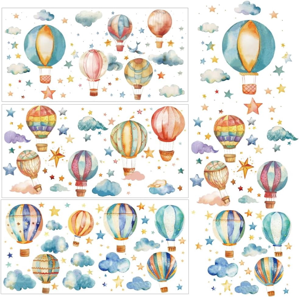3 Sheets Balloon Rub on Transfers Crafts and Furniture 12×6inch Cute ...