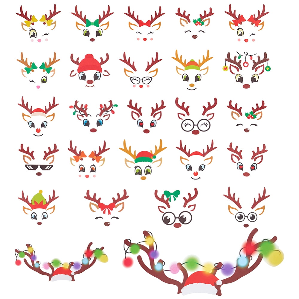 3 Sheets Christmas Reindeer Face Stickers - Walmart.com