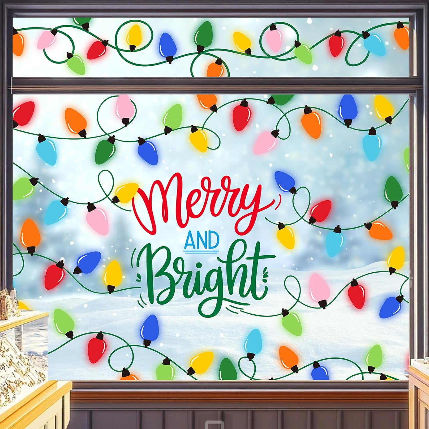 3 Sheets Christmas Window Clings Extra Large Colorful Light Bulb Window ...