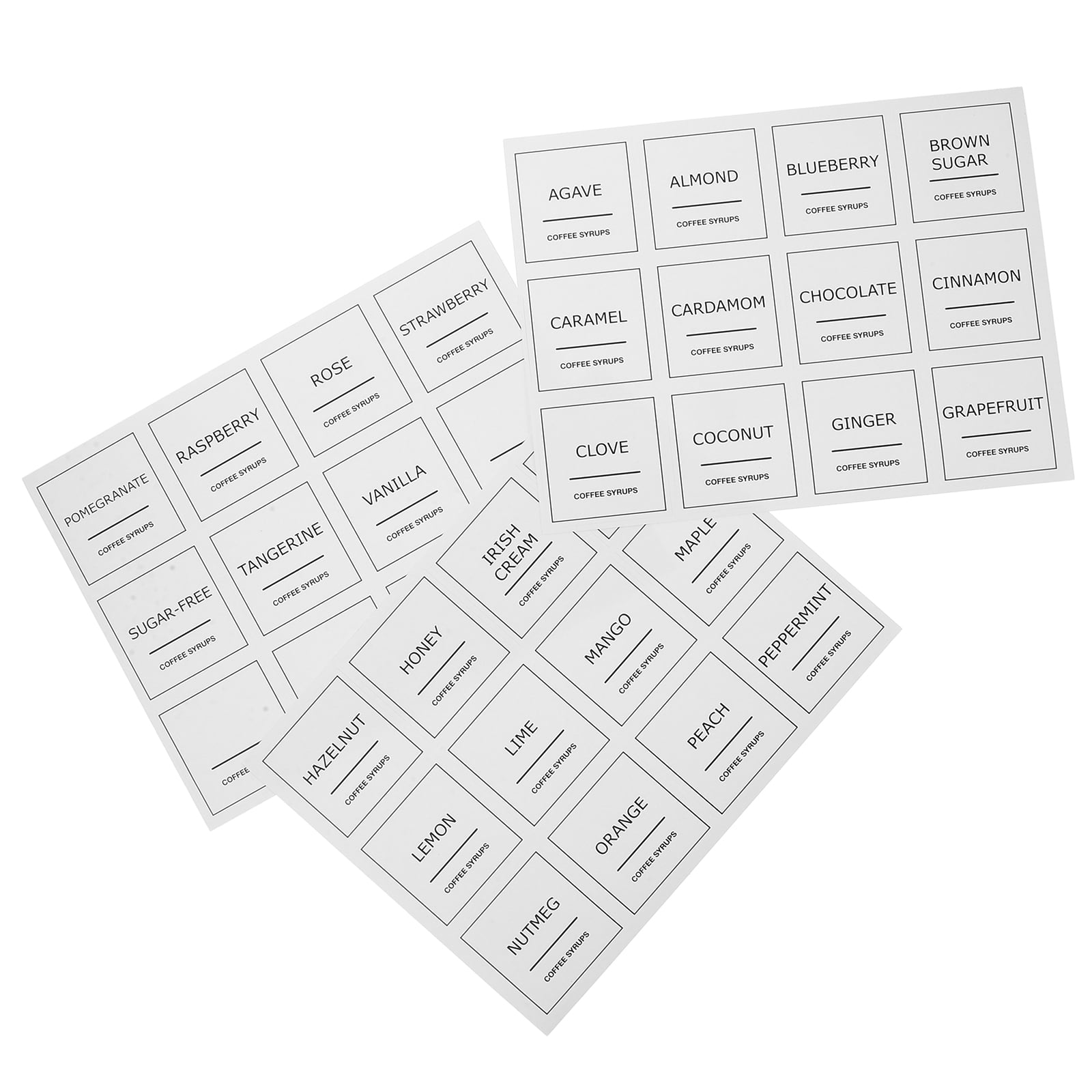 3 Sheets Coffee Label Custom Stickers Waterproof Syrup Labels Removable ...
