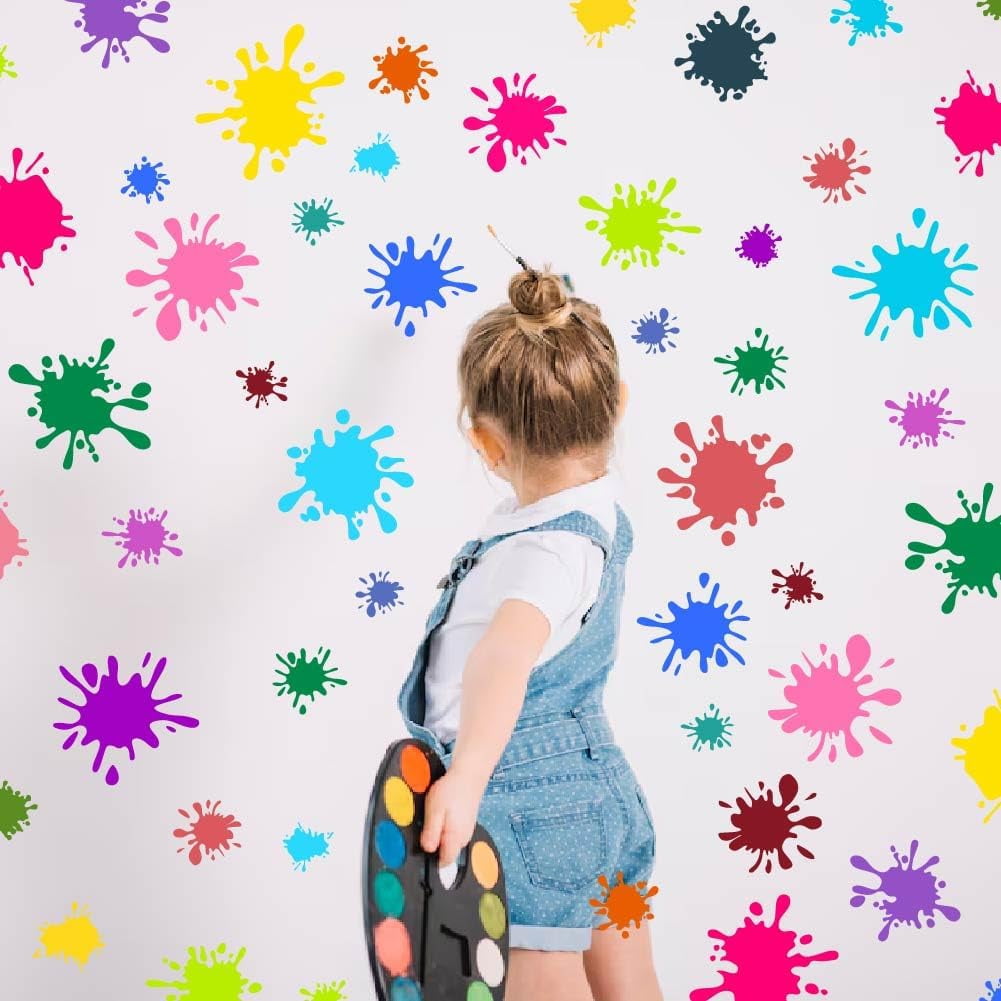3 Sheets Colorful Paint Splatter Wall Sticker Graffiti Painting ...