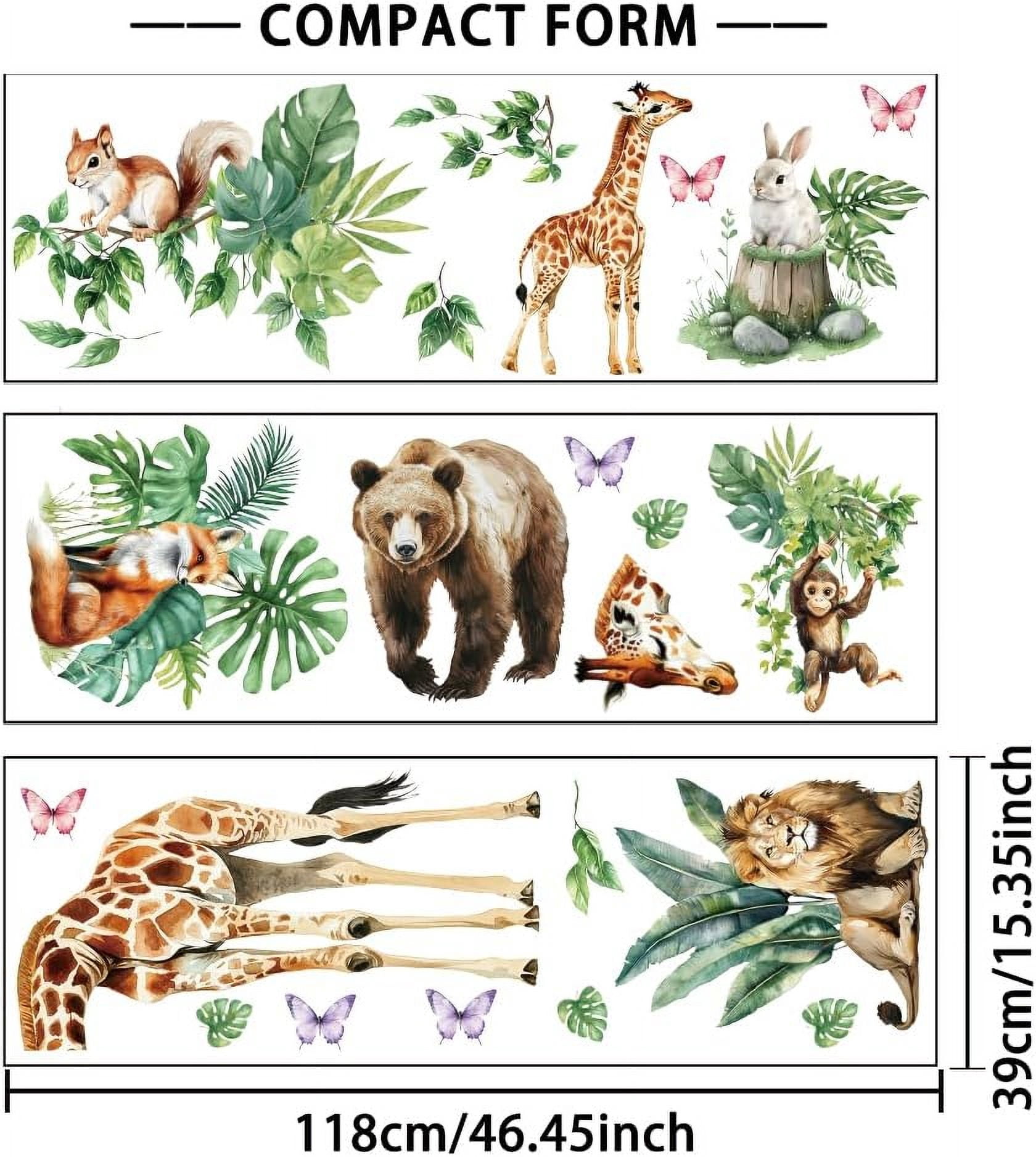 3 Sheets Cute Garden Animal Wall Stickers 3Styles Bear Giraffe Fox ...